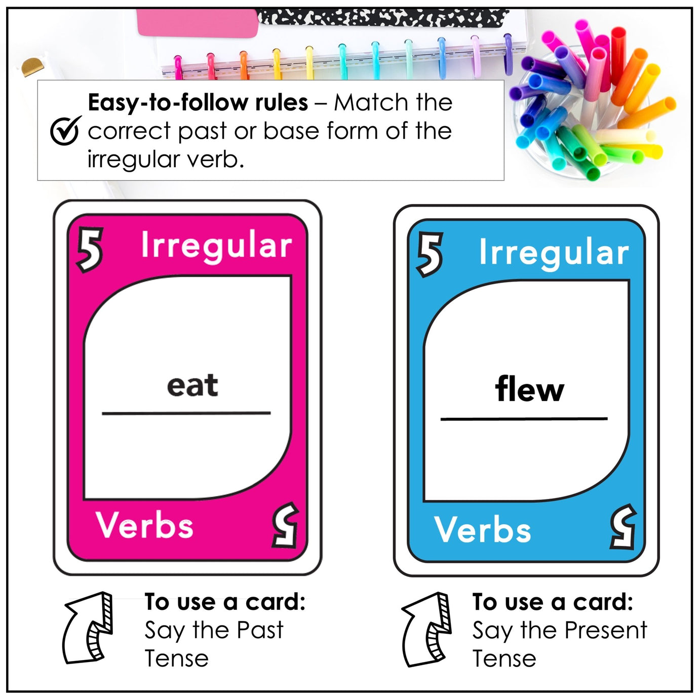 Past Verb Card Game: Change Present to Past