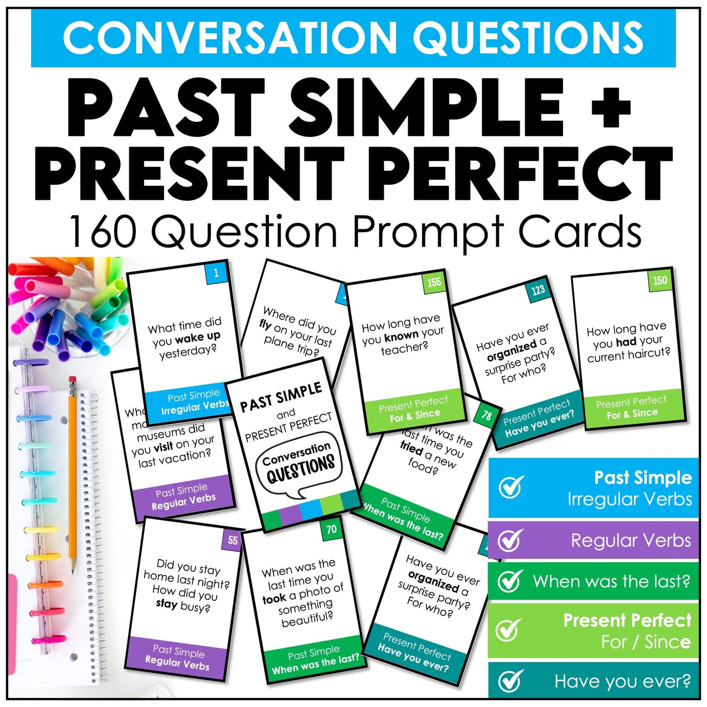 Past Simple & Present Perfect Conversation Question Cards