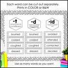 Past Tense Verb Posters | -ed ending sounds -t, -d, -id