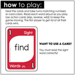 Pre-Primer Sight Word Card Game for Pre-K and Kindergarten