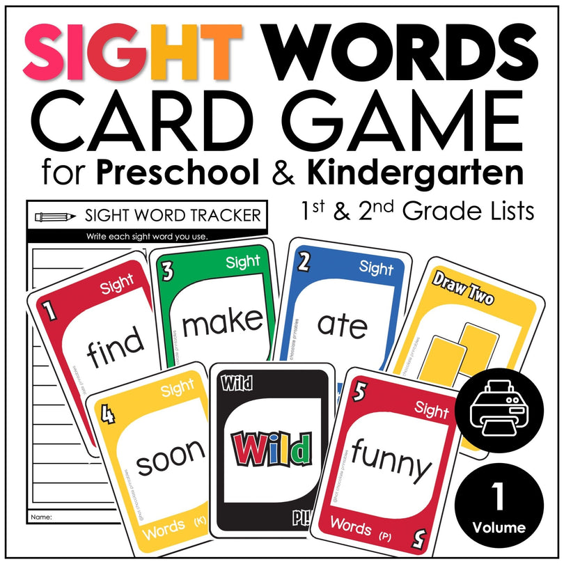 Pre-Primer Sight Word Card Game for Pre-K and Kindergarten