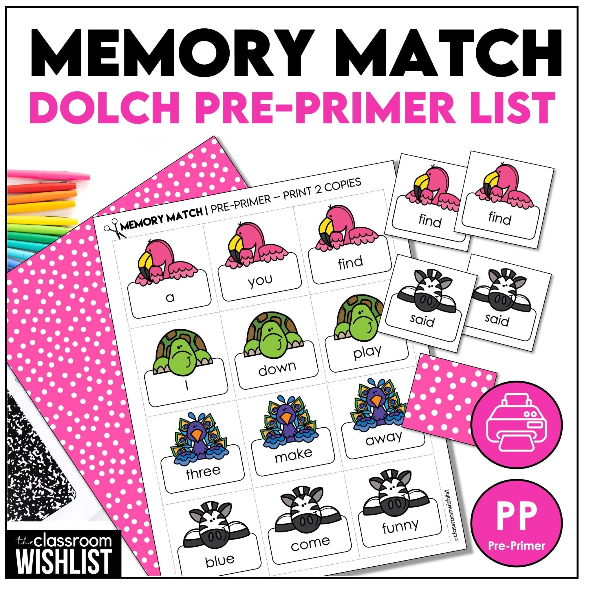 Sight Words Memory Match Game | Pre-K & Kindergarten