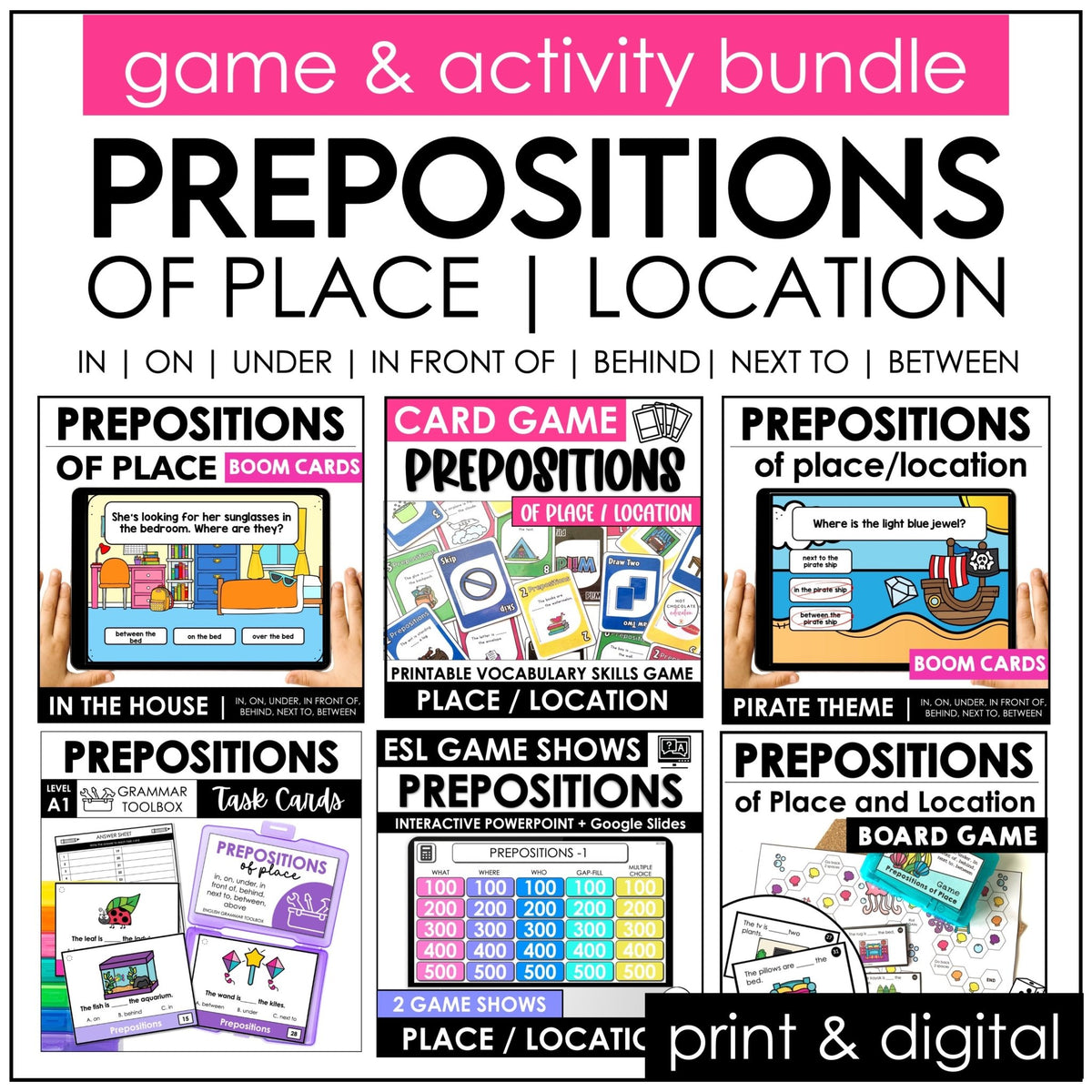 Prepositions of Place : Activity & Games Bundle | Digital and Print Ac ...