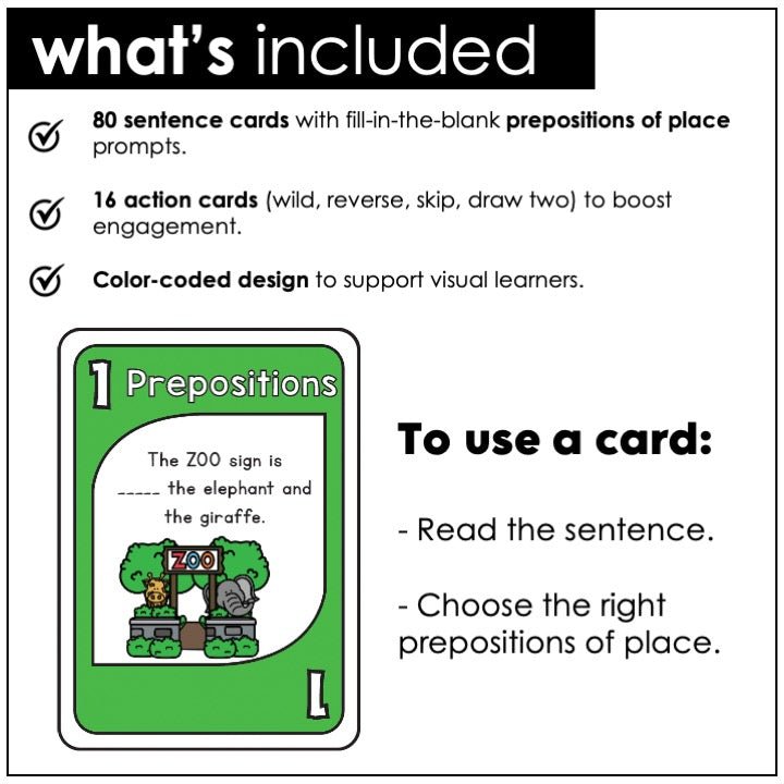 Prepositions of Place - Location Card Game