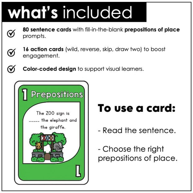Prepositions of Place - Location Card Game