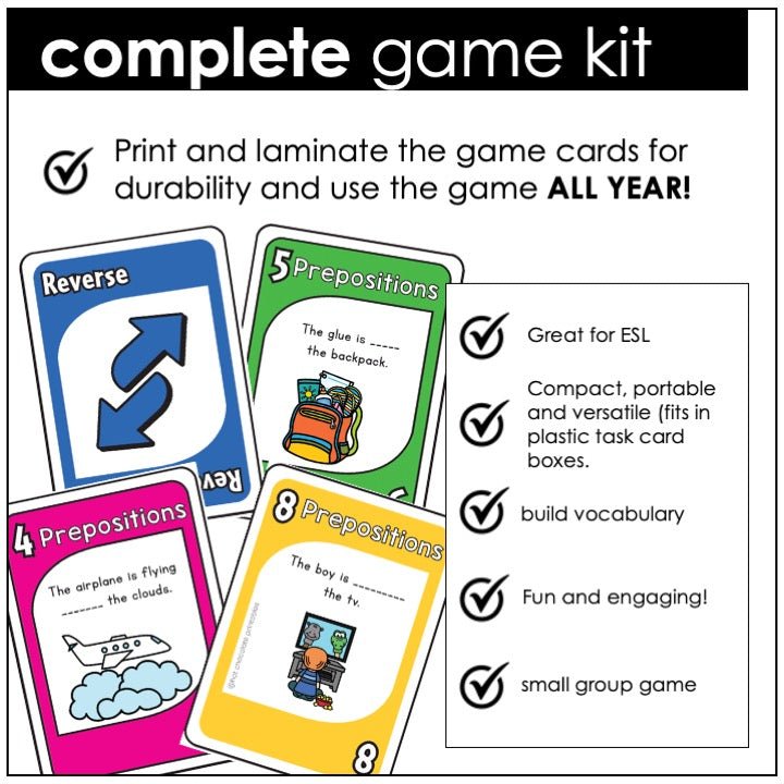 Prepositions of Place - Location Card Game