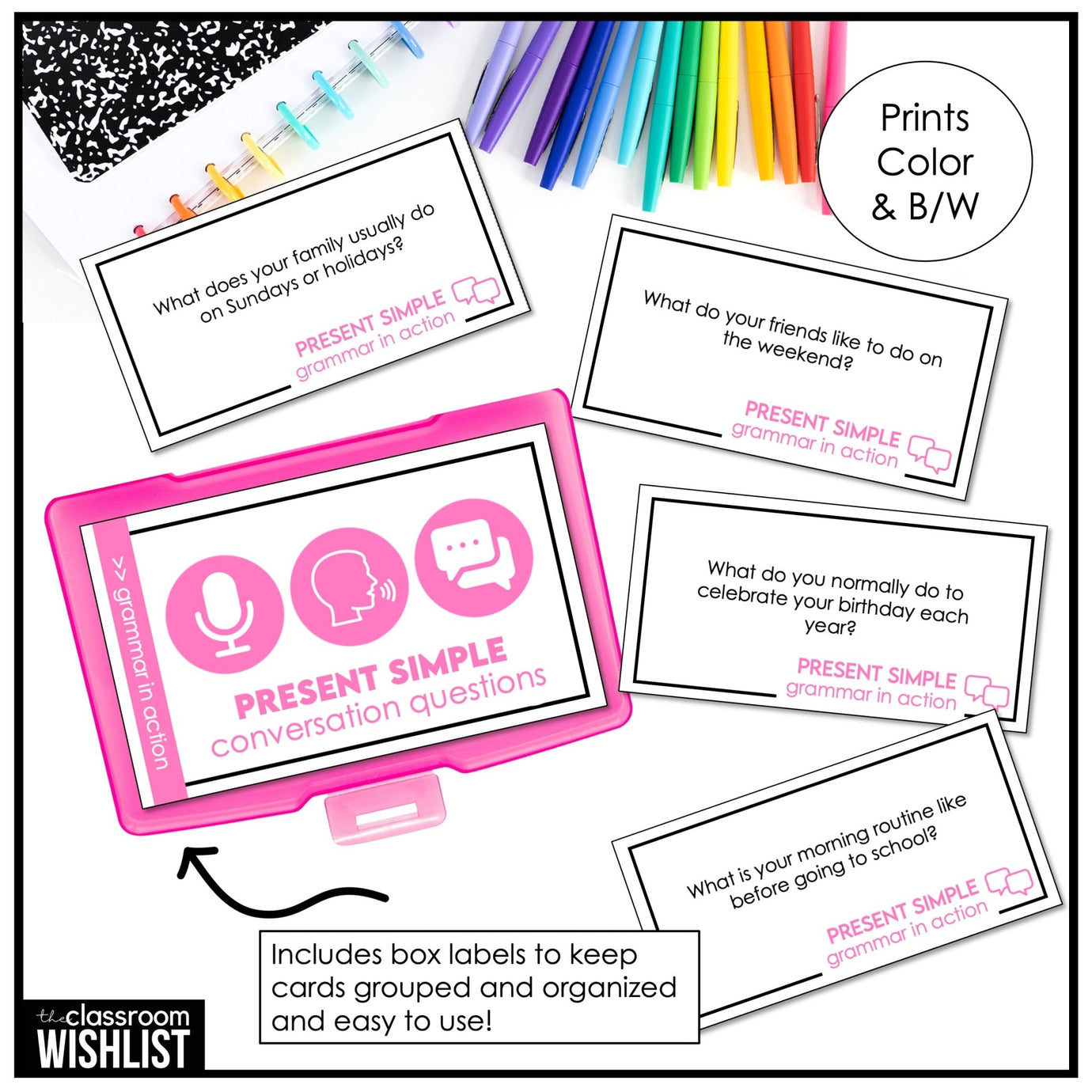 Present Simple ESL Conversation Cards – 60 Question Prompts