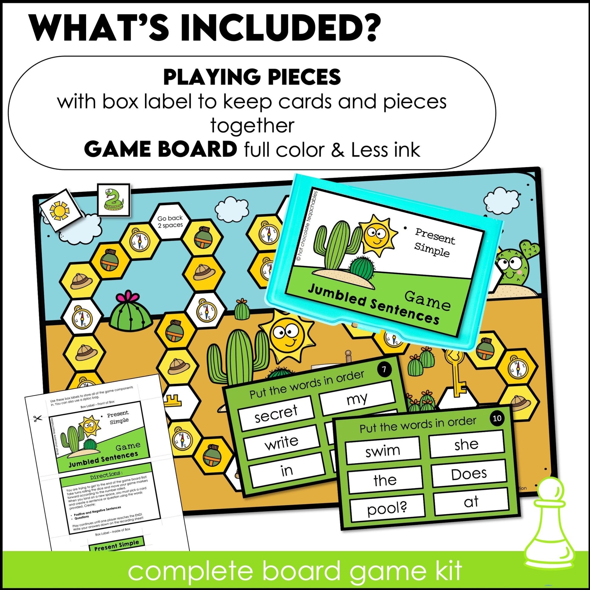 Sentence Building Board Game | Present Simple Verbs