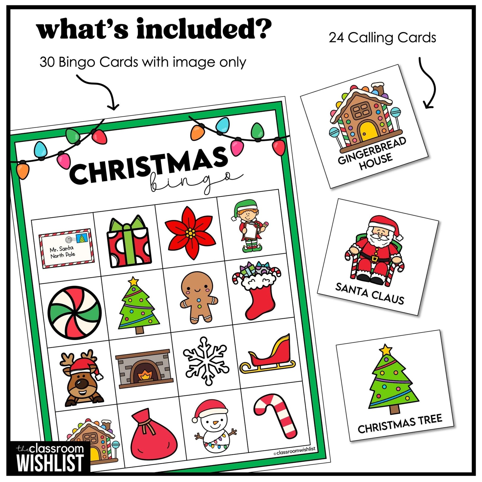 Christmas Bingo Game | Holiday Vocabulary Activity