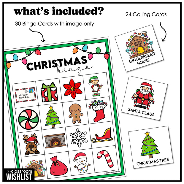 Christmas Bingo Game | Holiday Vocabulary Activity