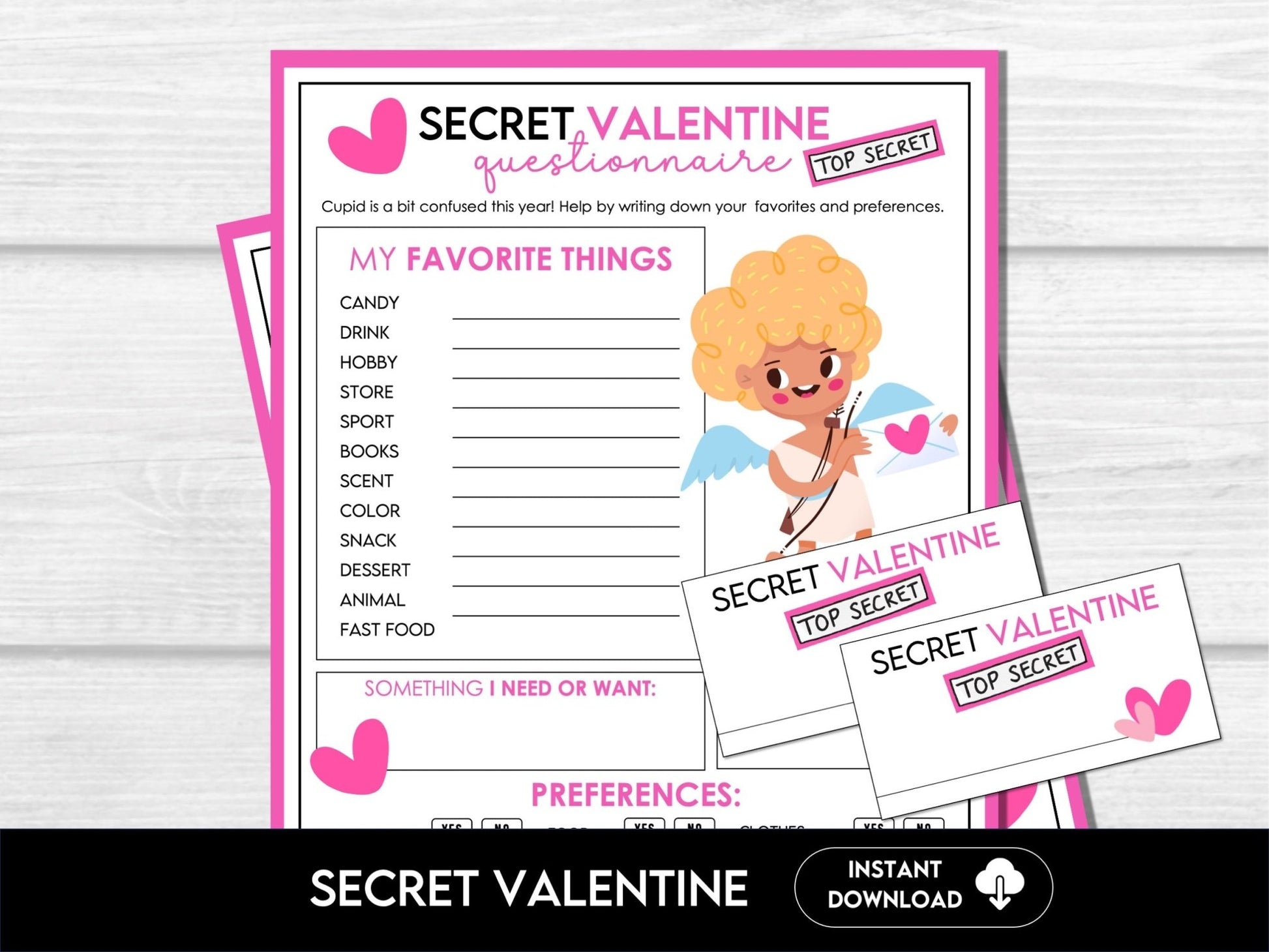 Printable Secret Valentine Questionnaire | Fun Gift Exchange