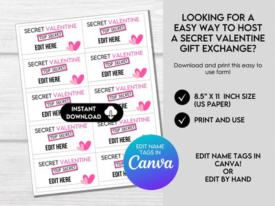 Printable Secret Valentine Questionnaire for Fun Gift Exchange, Valent ...