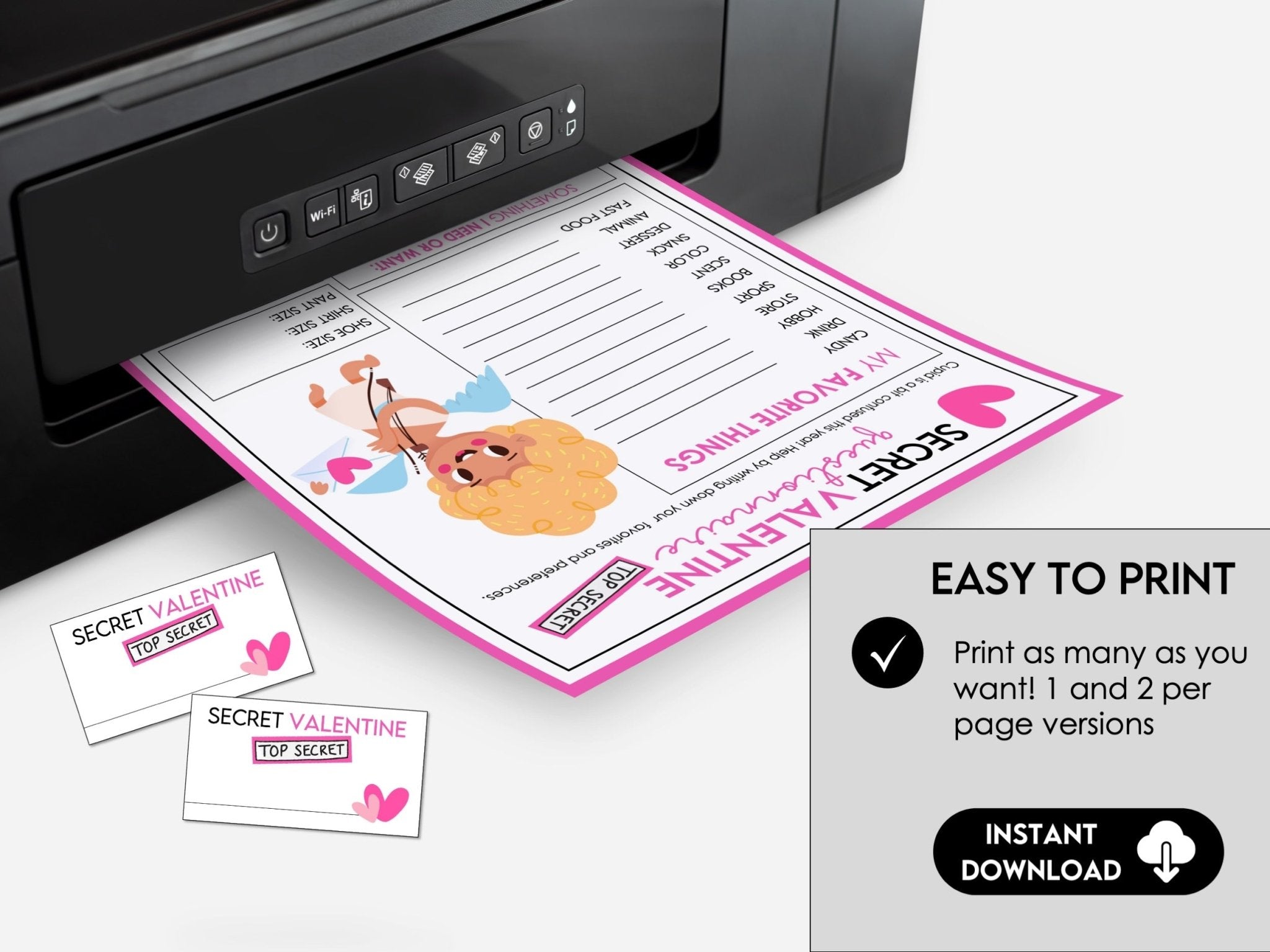 Printable Secret Valentine Questionnaire for Fun Gift Exchange, Valent ...