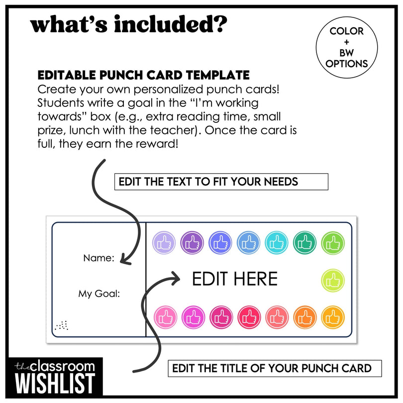 Reward & Incentive Punch Cards – Behavior & Goal Awards