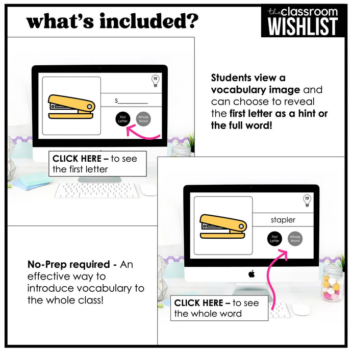 School & Classroom Vocabulary - Digital Flashcards