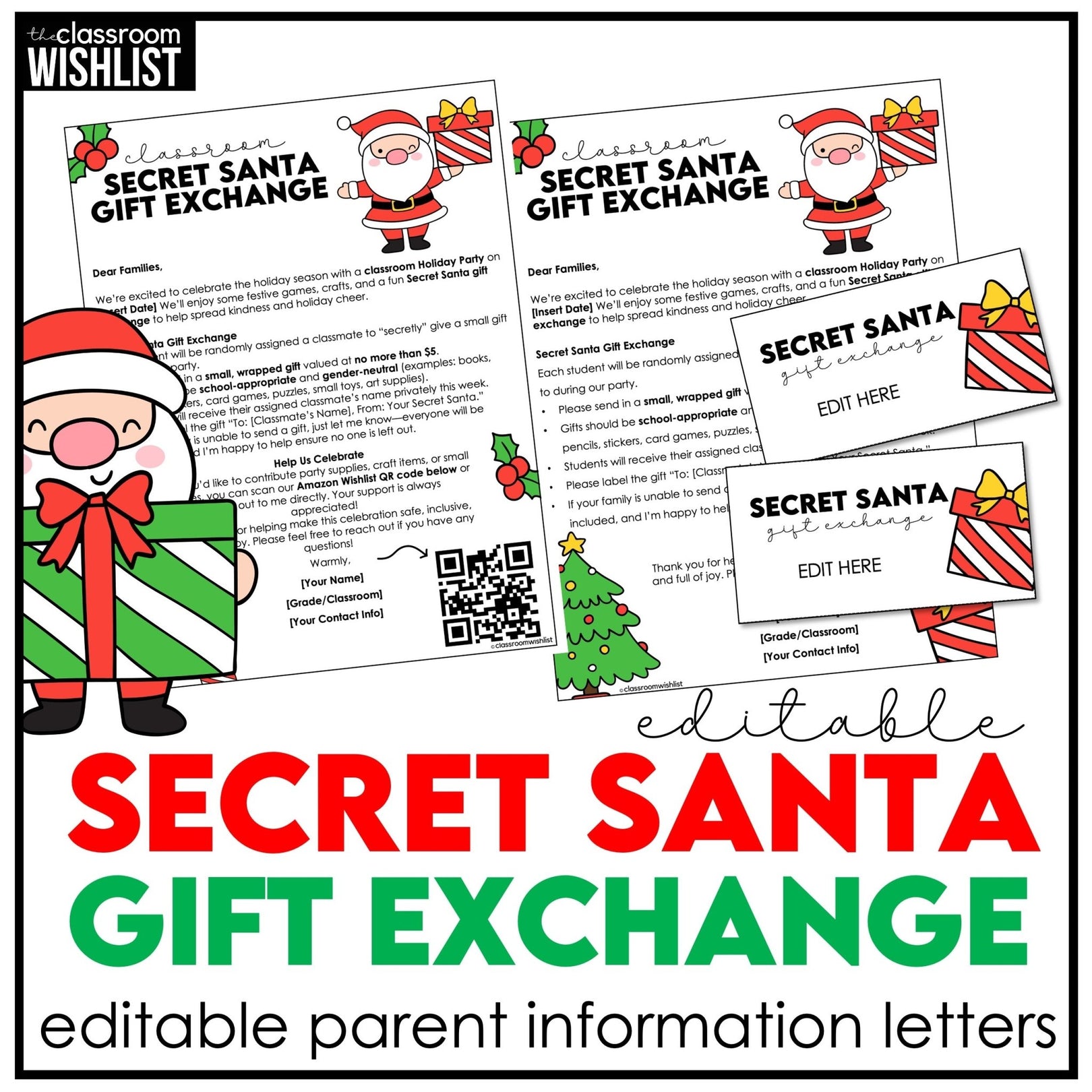 Secret Santa Gift Exchange Kit | Letter to Parents Template
