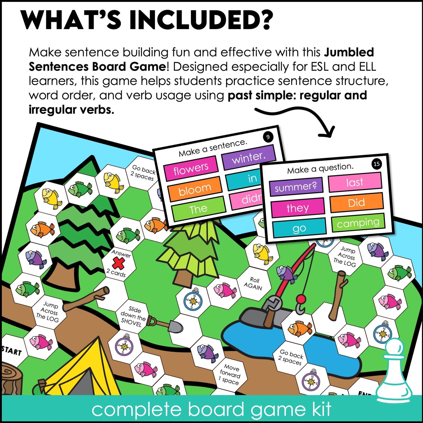 Sentence Building Board Game | Past Simple Verbs