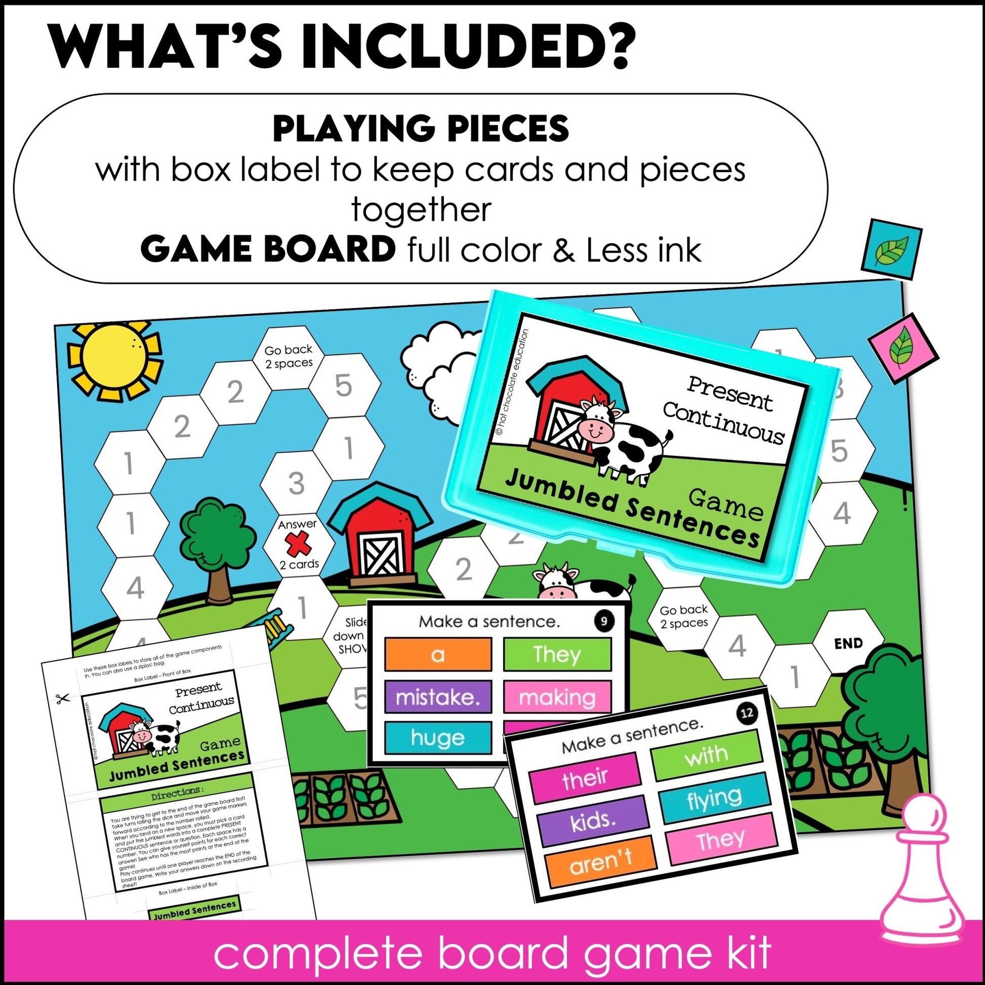 Sentence Building Board Game | Present Continuous