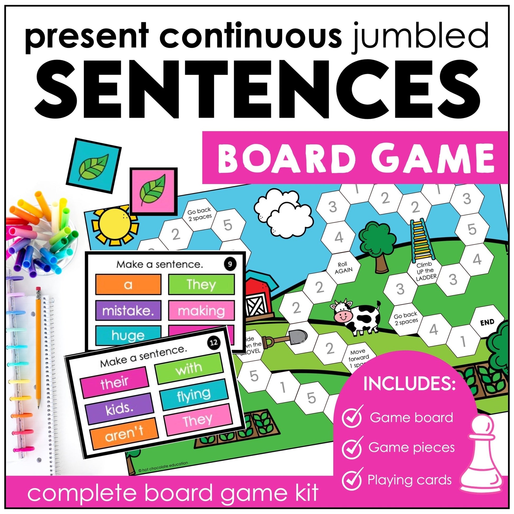 Sentence Building Board Game | Present Continuous