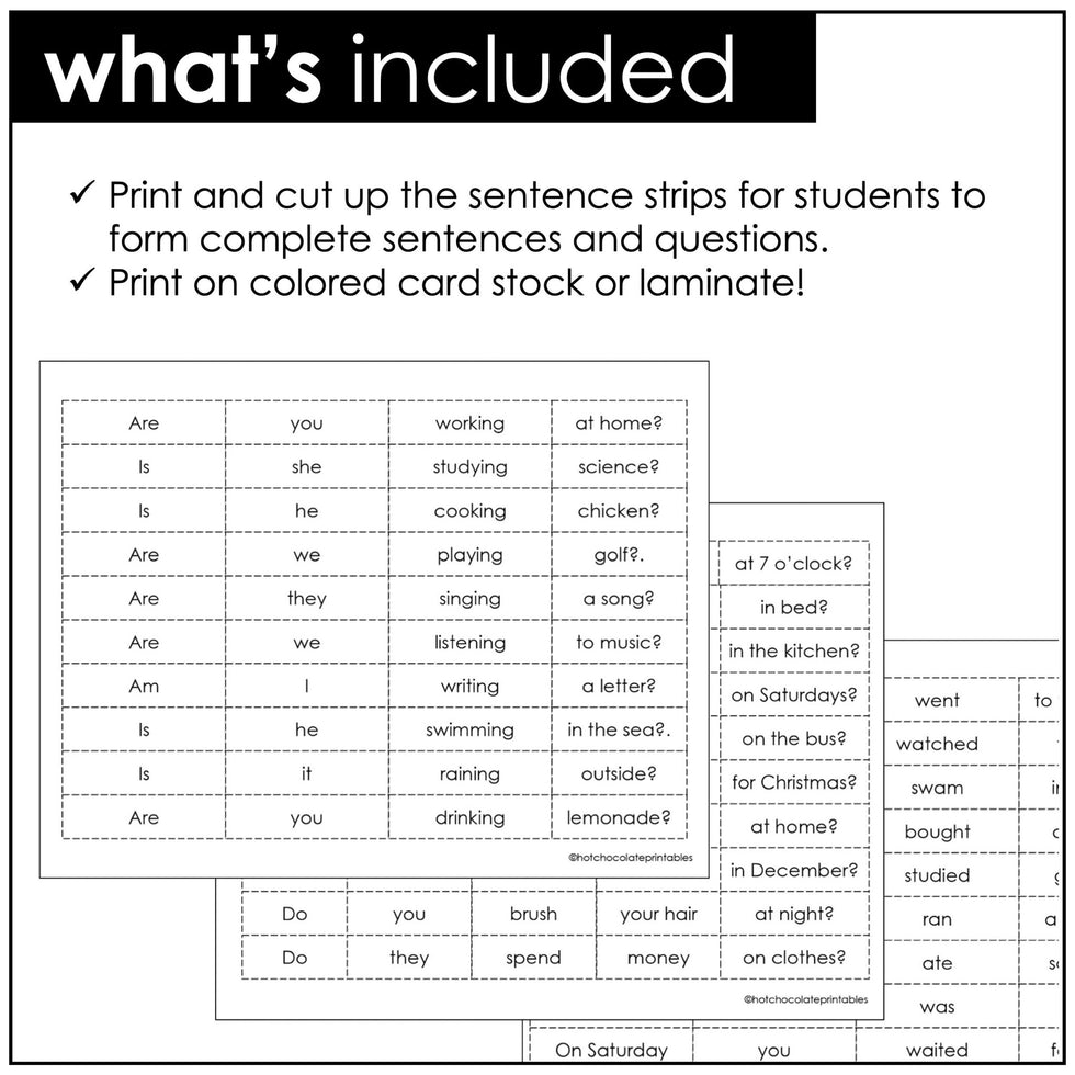 Sentence Building: Mixed Up Sentences | Present & Past Tense