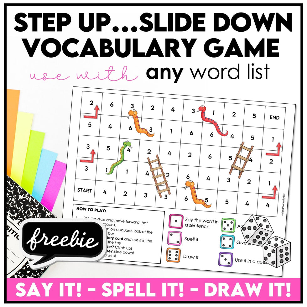 Snakes and Ladders Vocabulary Game Board – Free Printable