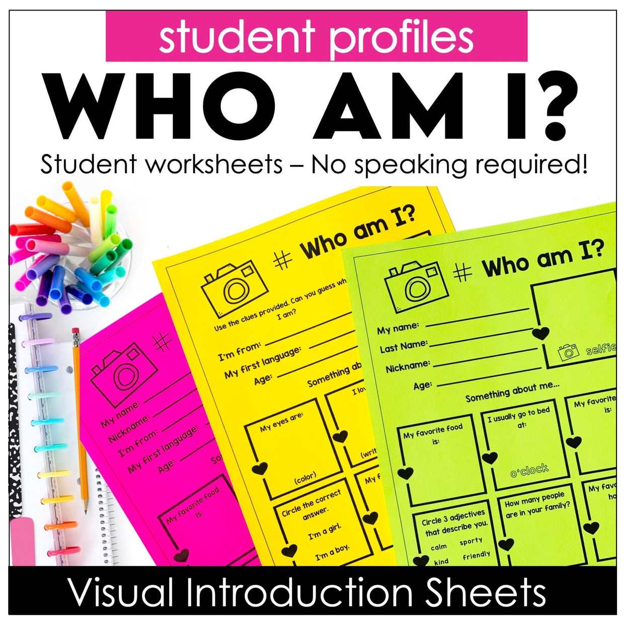 Student Profile Worksheets for Back to School - Who am I?