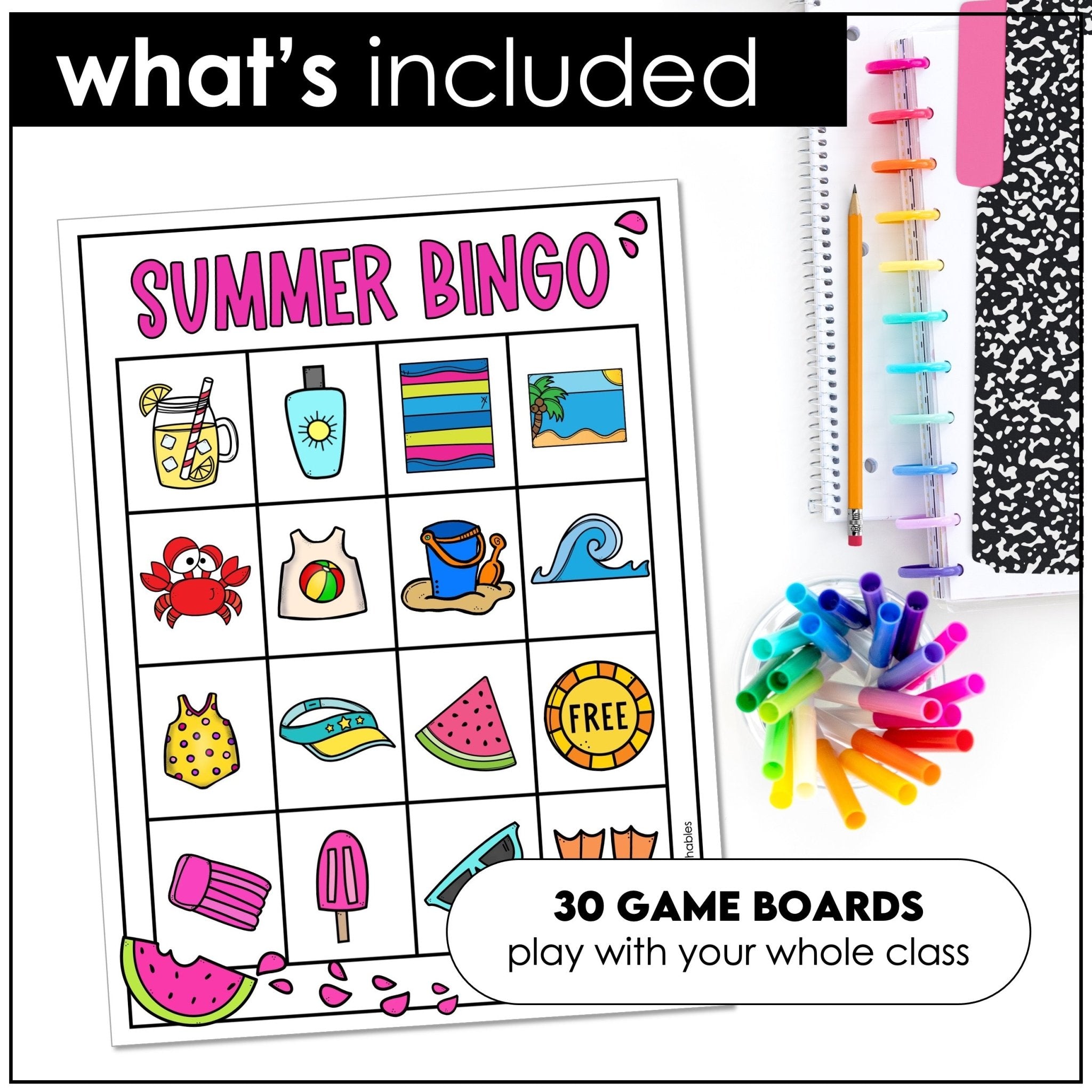 Summer Vacation Bingo Game | ESL Vocabulary Based Activity