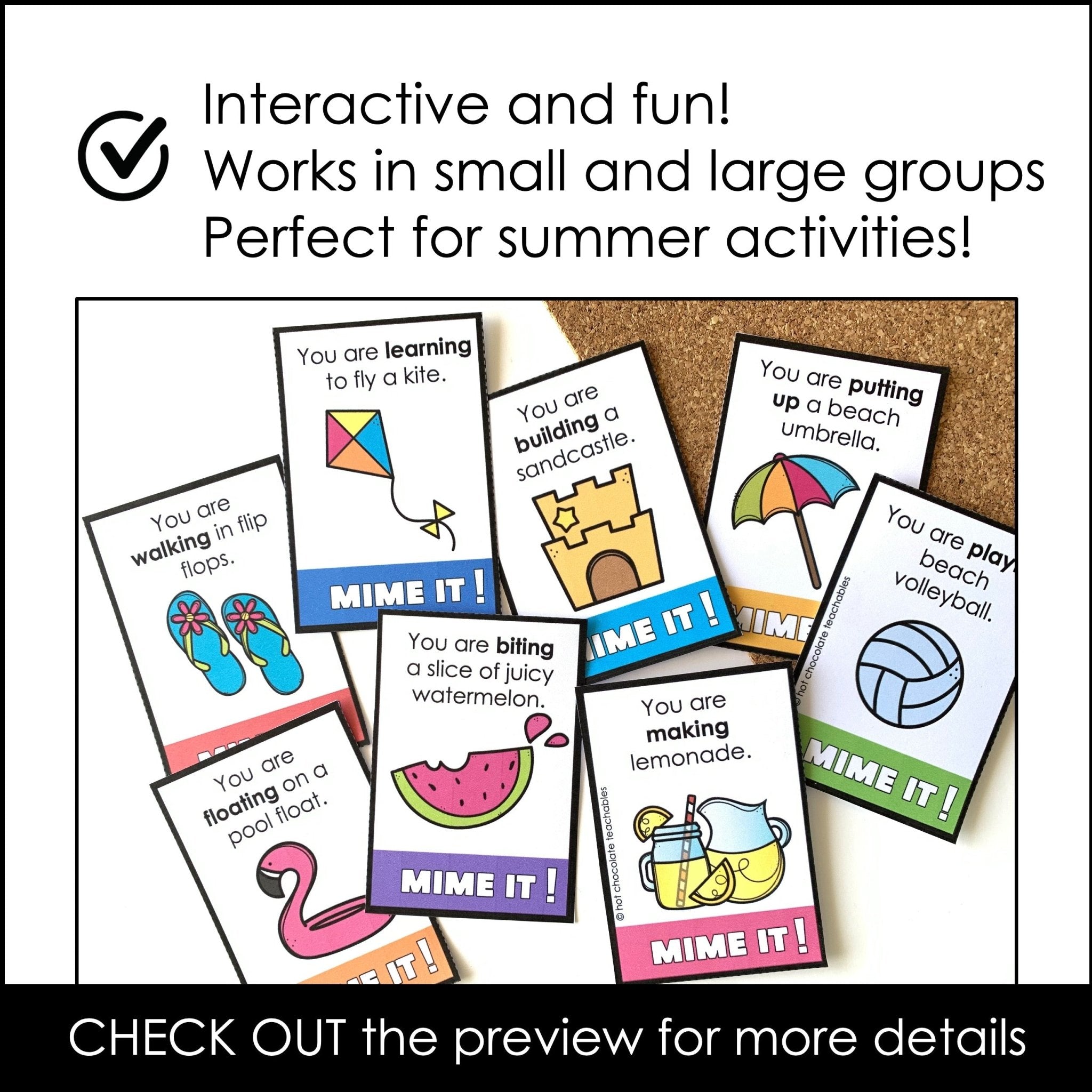 Summer Vacation Charades - Action Verb Miming Game for Kids – Hot ...