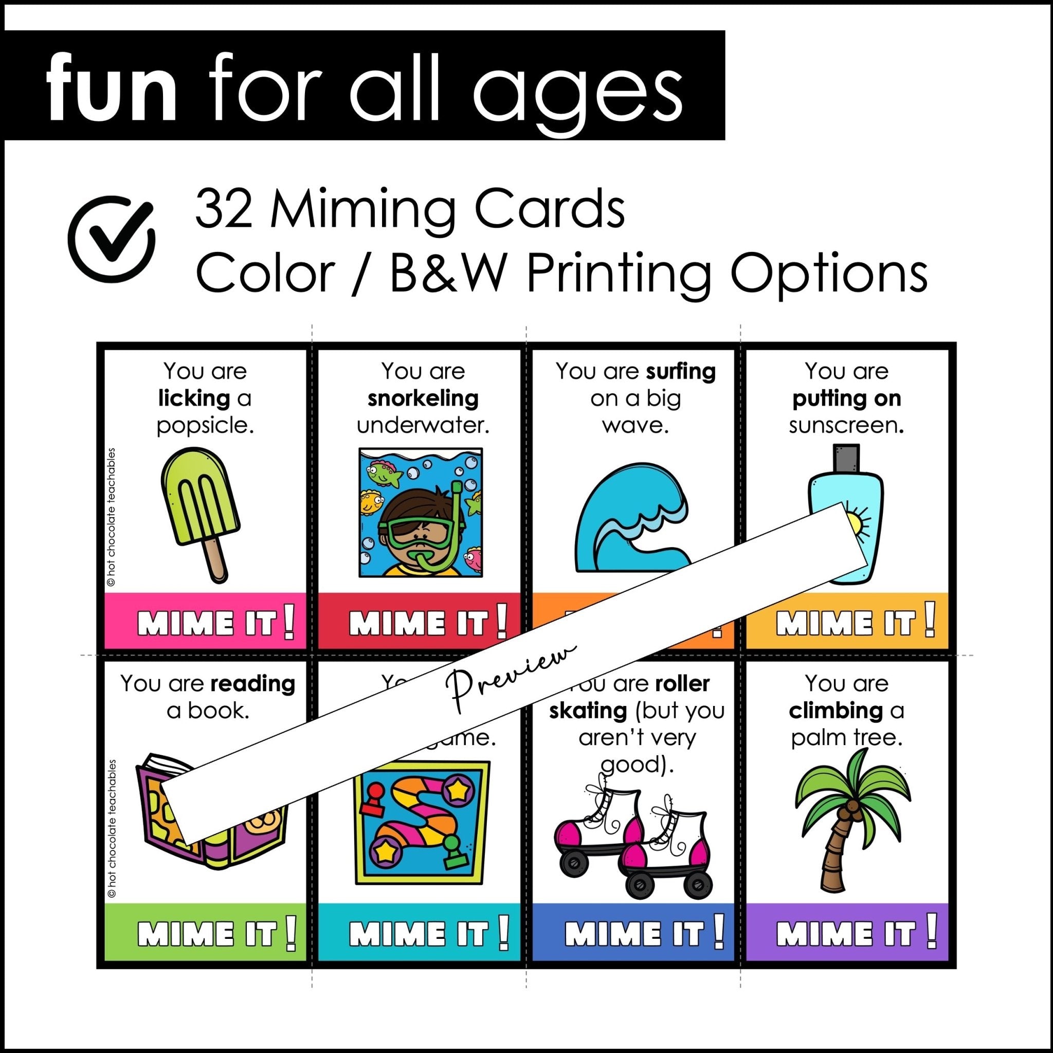 Summer Vacation Charades - Action Verb Miming Game for Kids – Hot ...