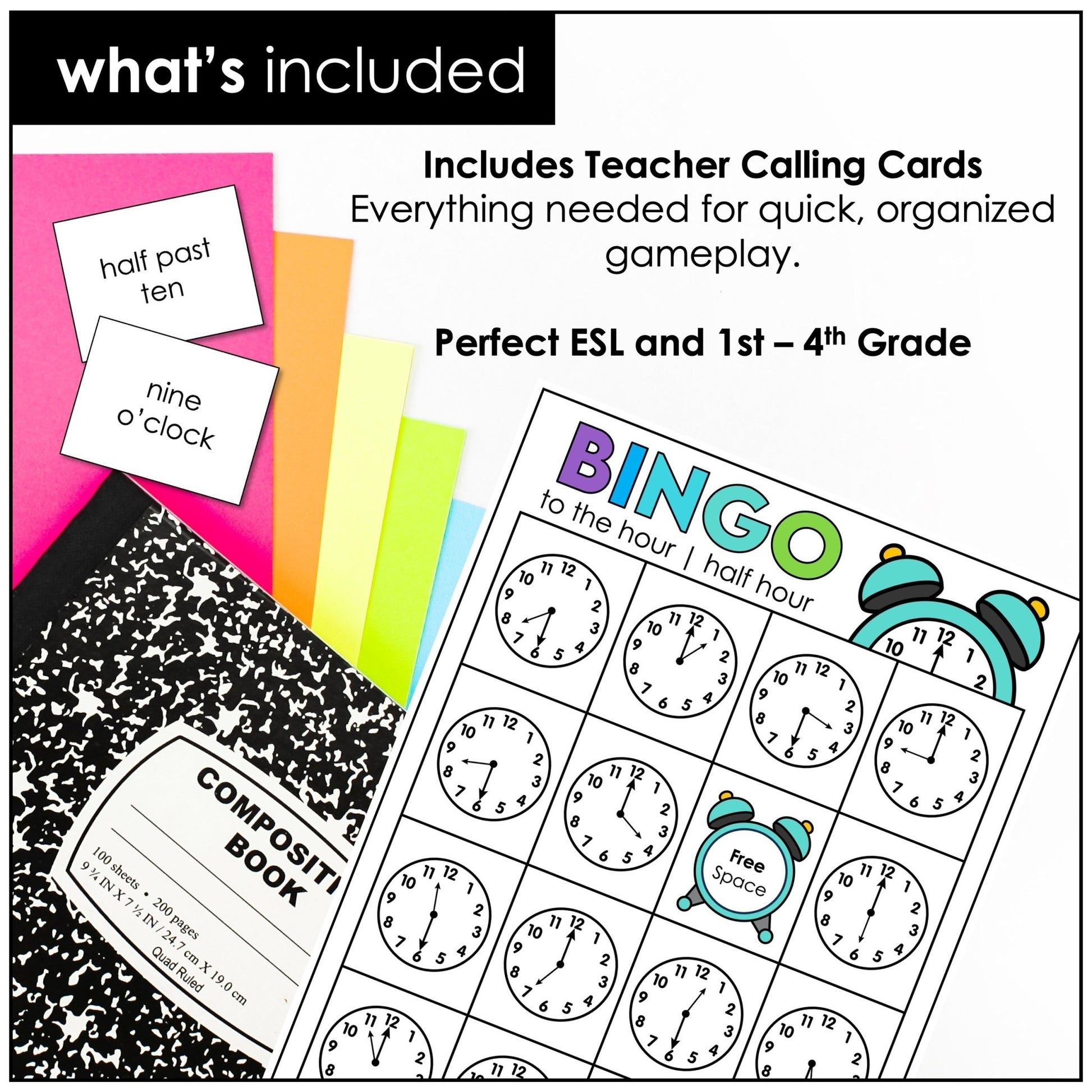 Telling Time Bingo | Hour & Half Hour