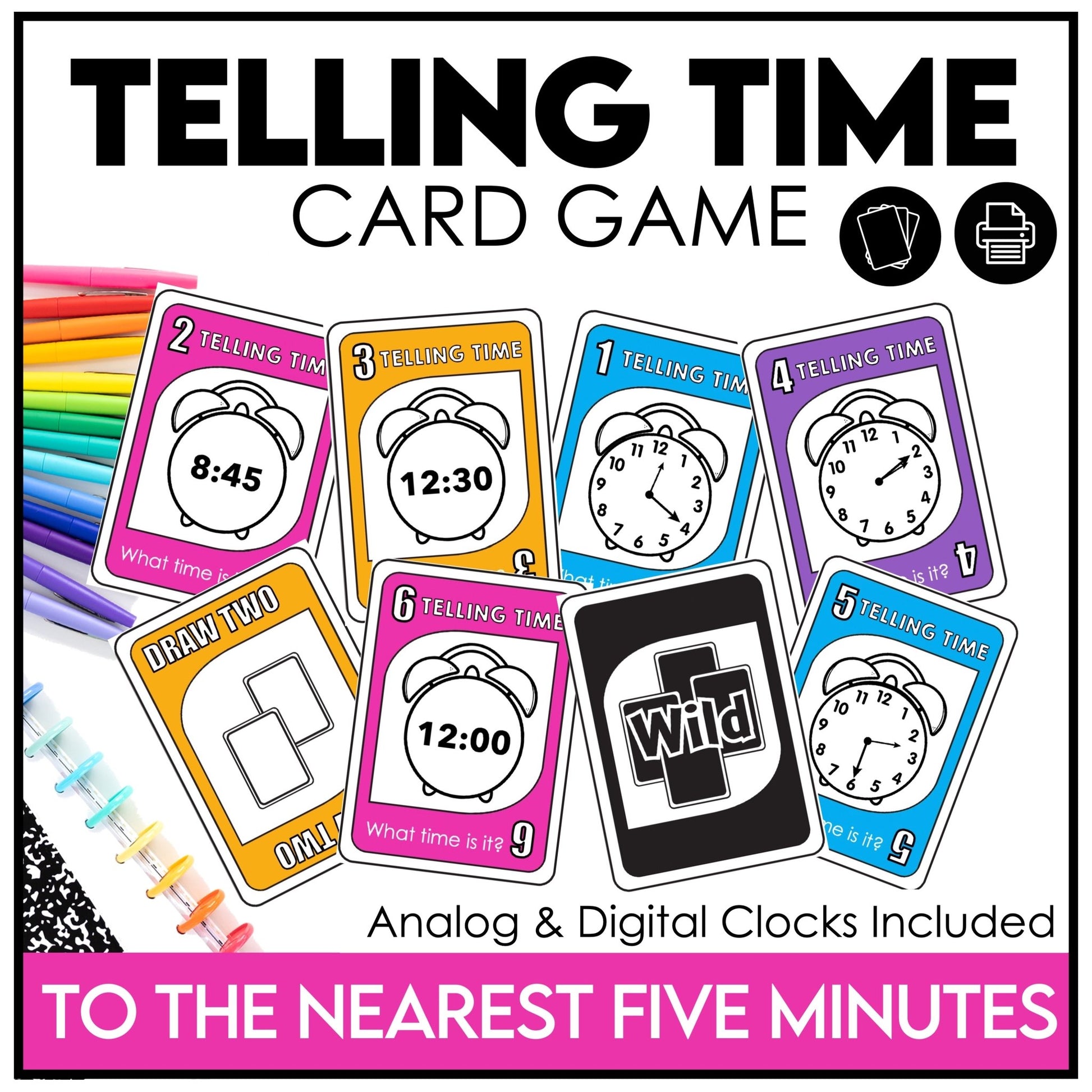 Telling Time Game | 5 minute intervals - What time is it?