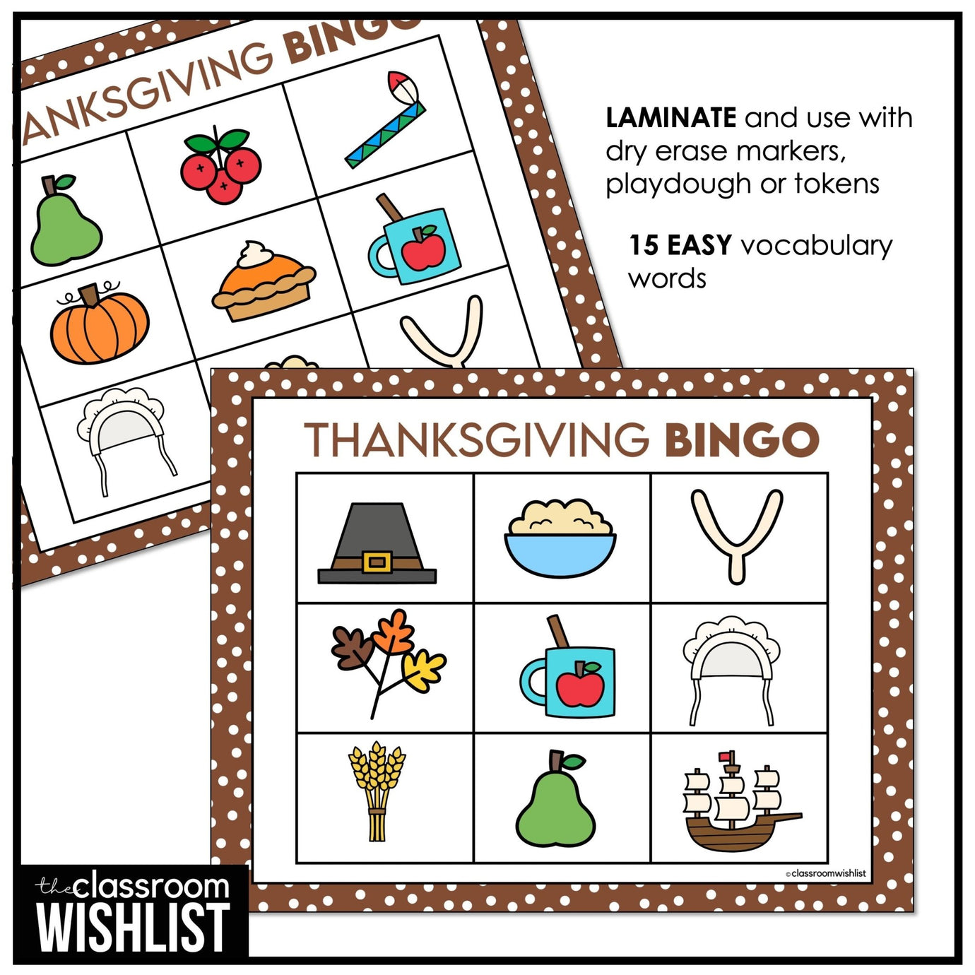 Thanksgiving Bingo Game for Preschool & Kindergarten | ESL