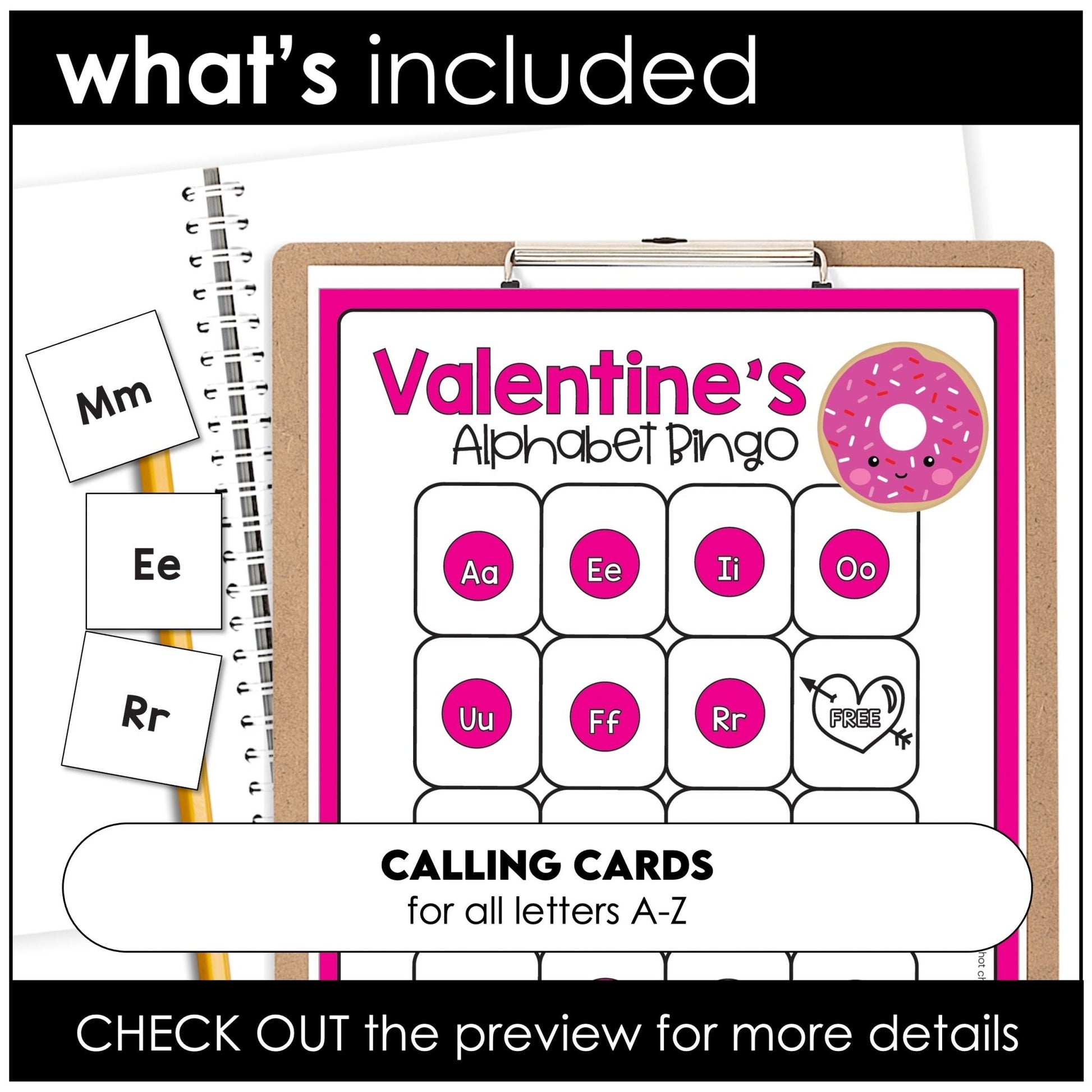 Valentine Alphabet Bingo Game A to Z - Uppercase & Lowercase
