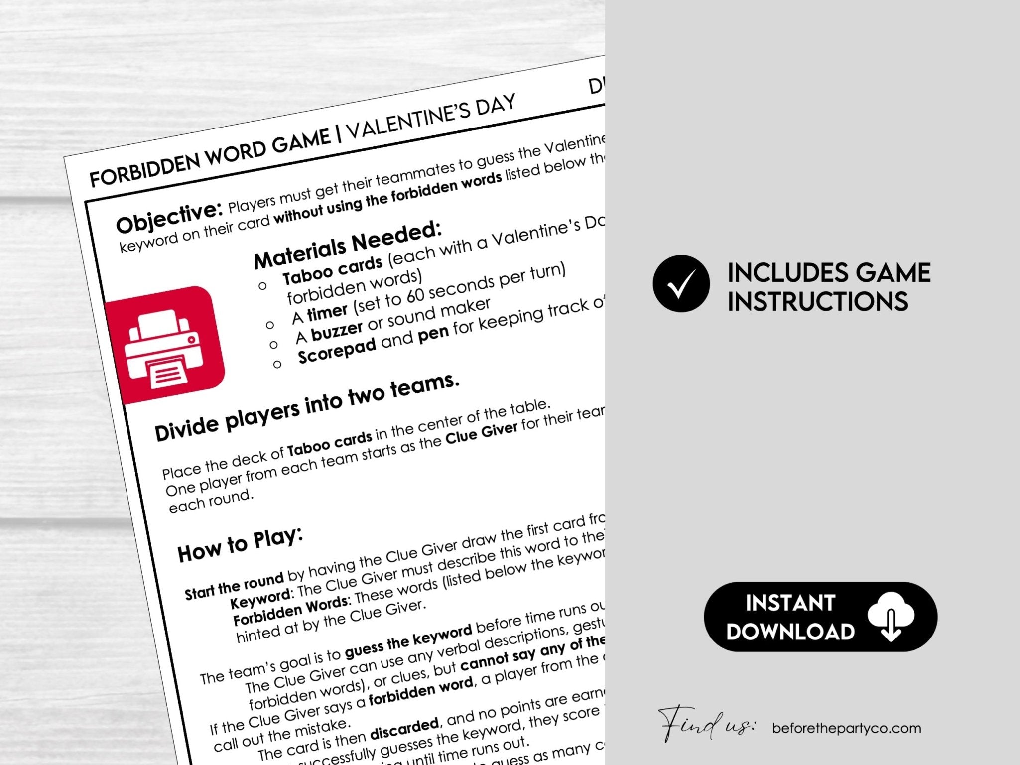 Valentine's Day Forbidden Word Game, Valentine's Day Taboo-Style Game ...