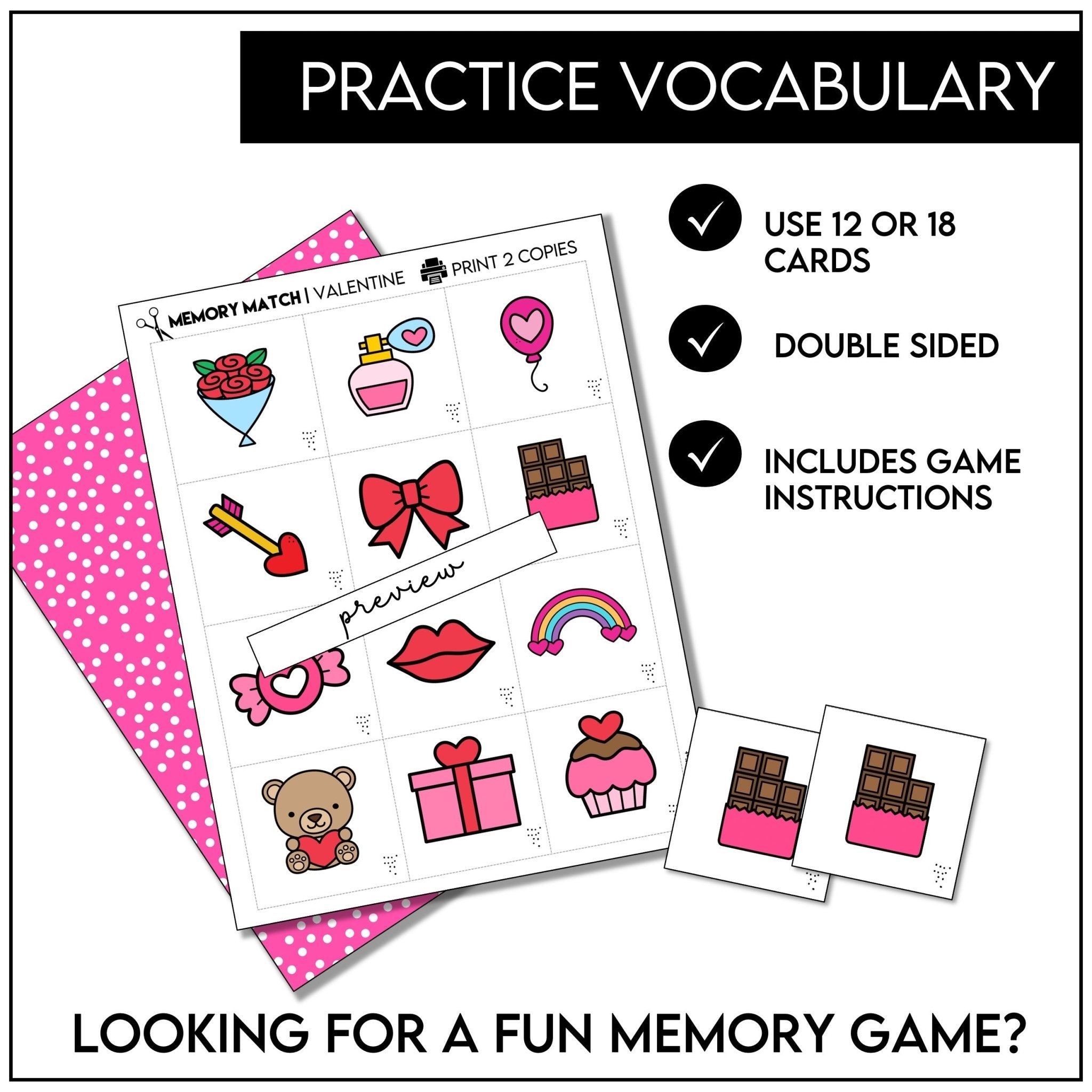 Valentine's Day Memory Match Game | Printable Matching Activity – Hot ...