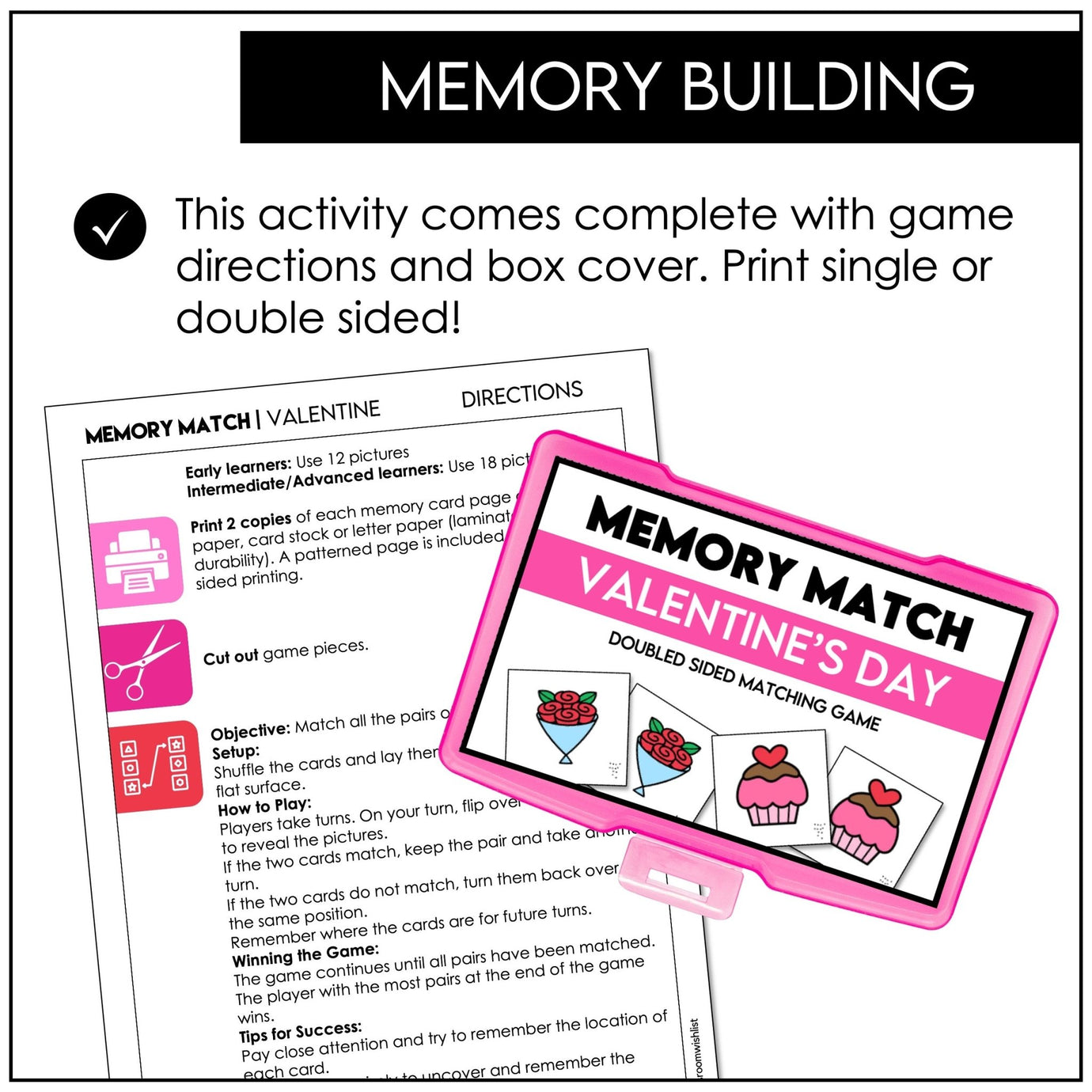 Valentine's Day Memory Match Game | Printable Matching