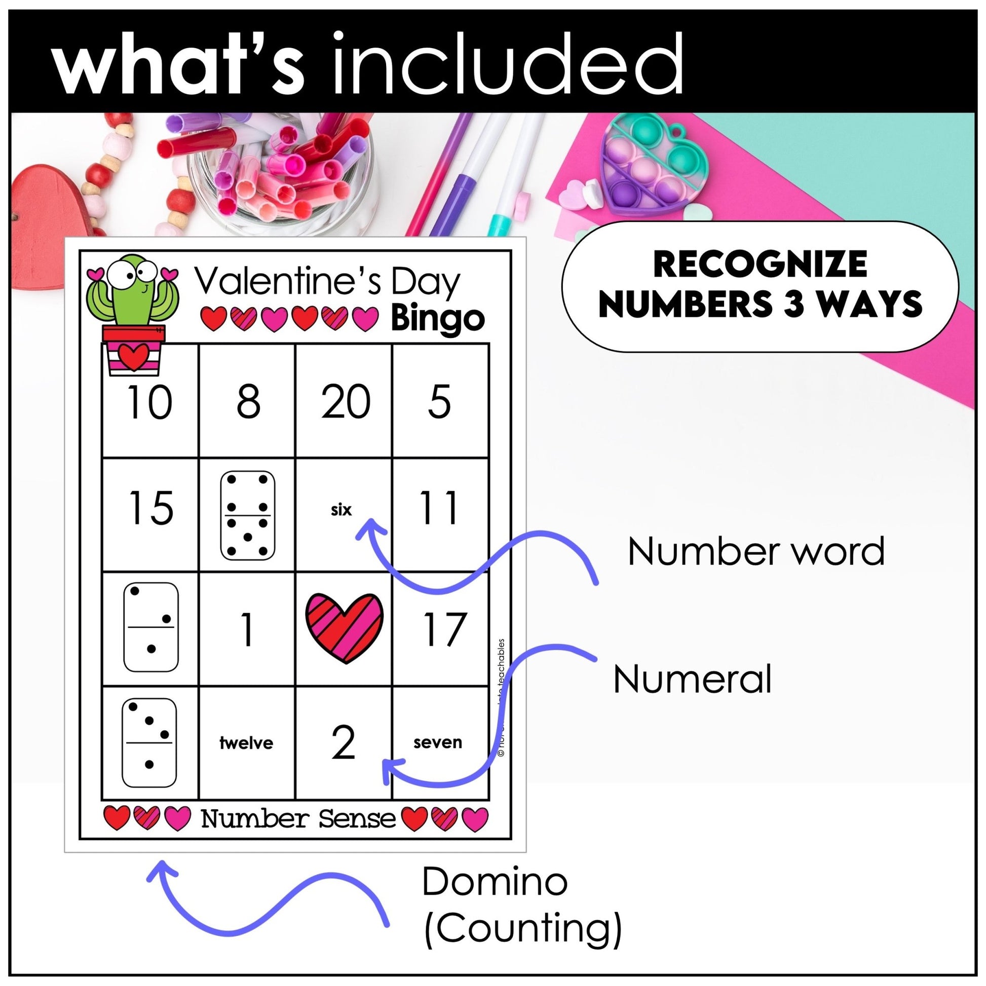 Valentine's Day Number Bingo | Number Recognition 1 to 20