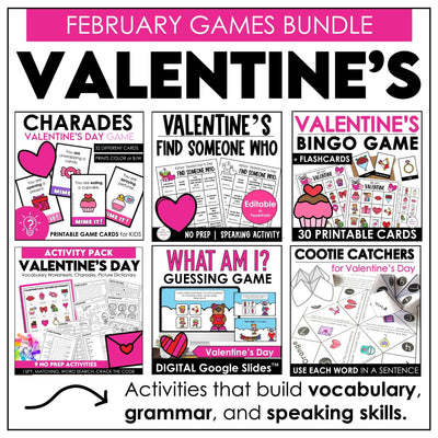 Valentine's Day Party Games for ESL - Grammar & Vocabulary