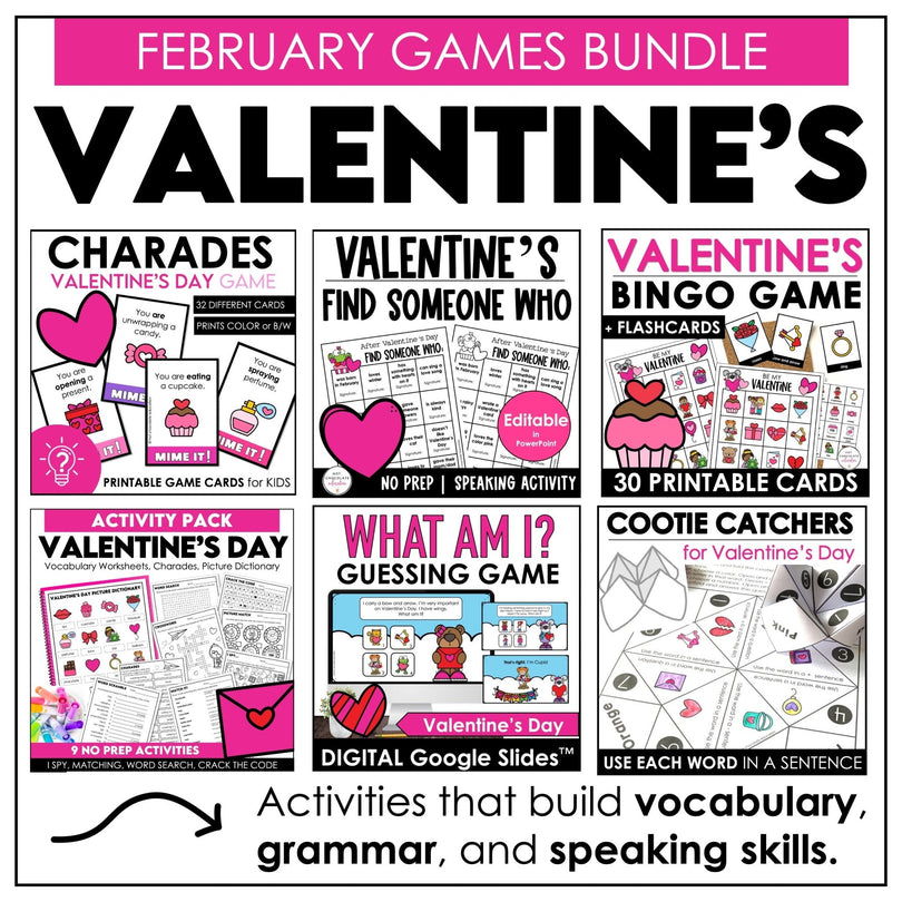 Valentine's Day Party Games for ESL - Grammar & Vocabulary