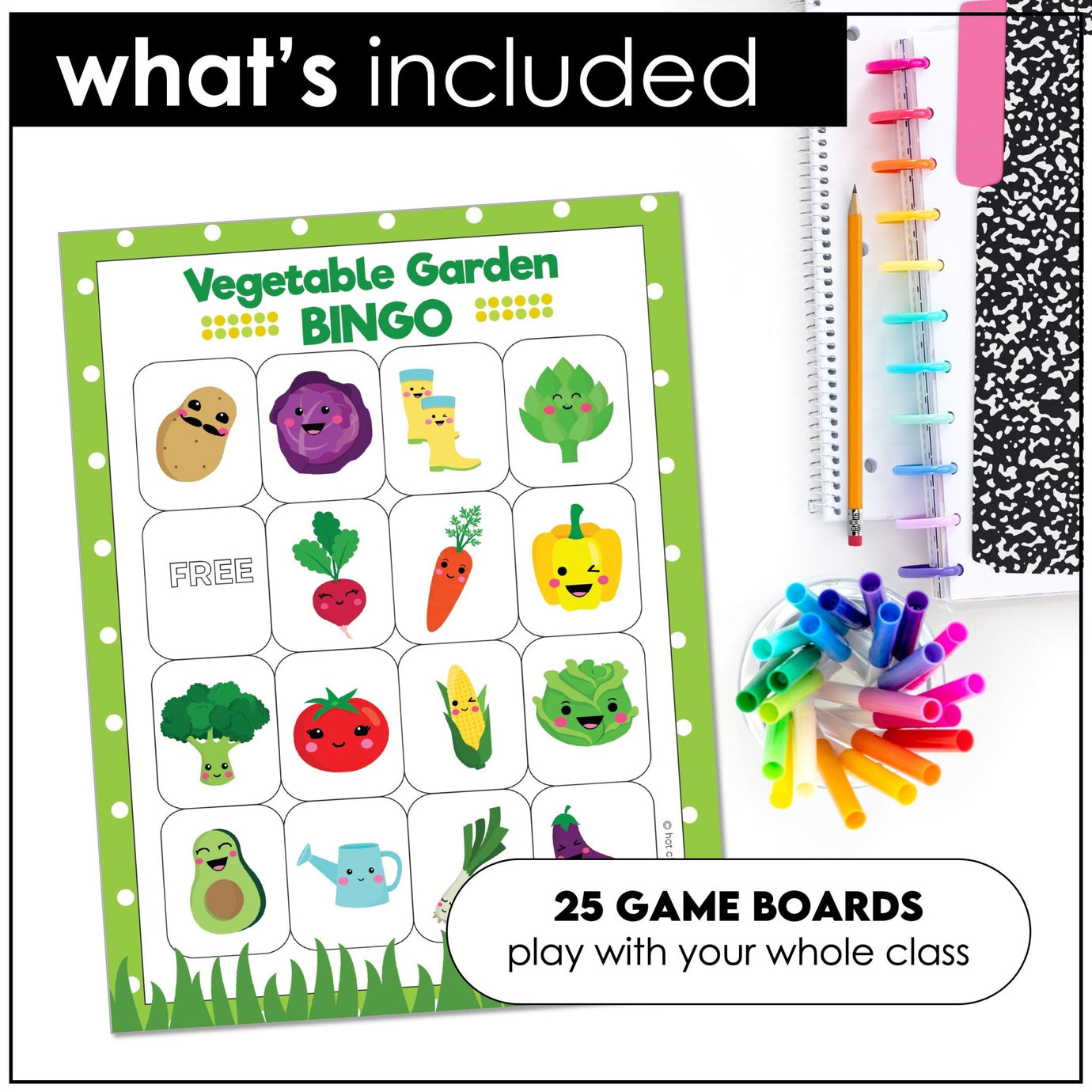 Vegetable Garden Vocabulary Bingo Game + Flashcards