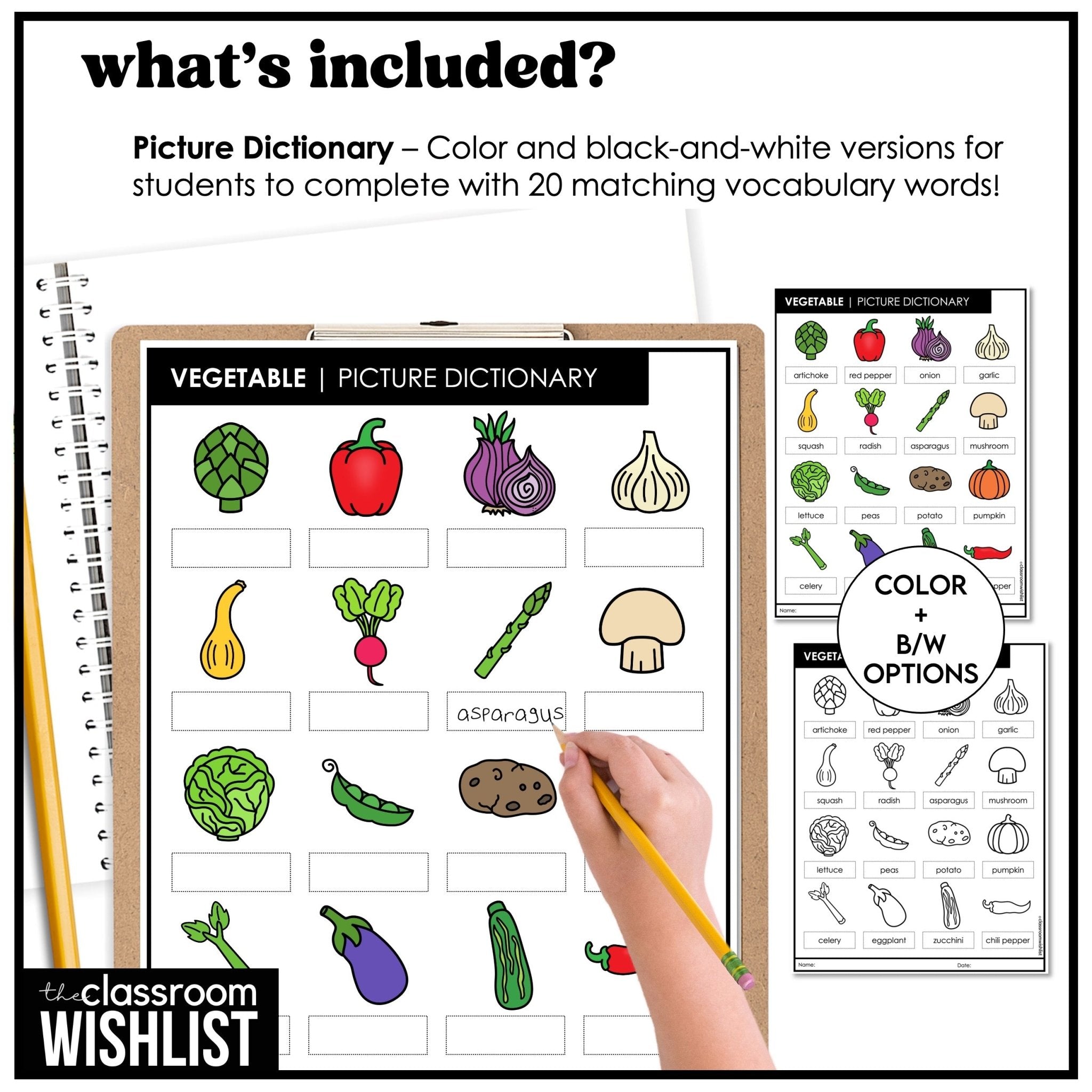 Vegetable Vocabulary - Digital Flashcards & Dictionary