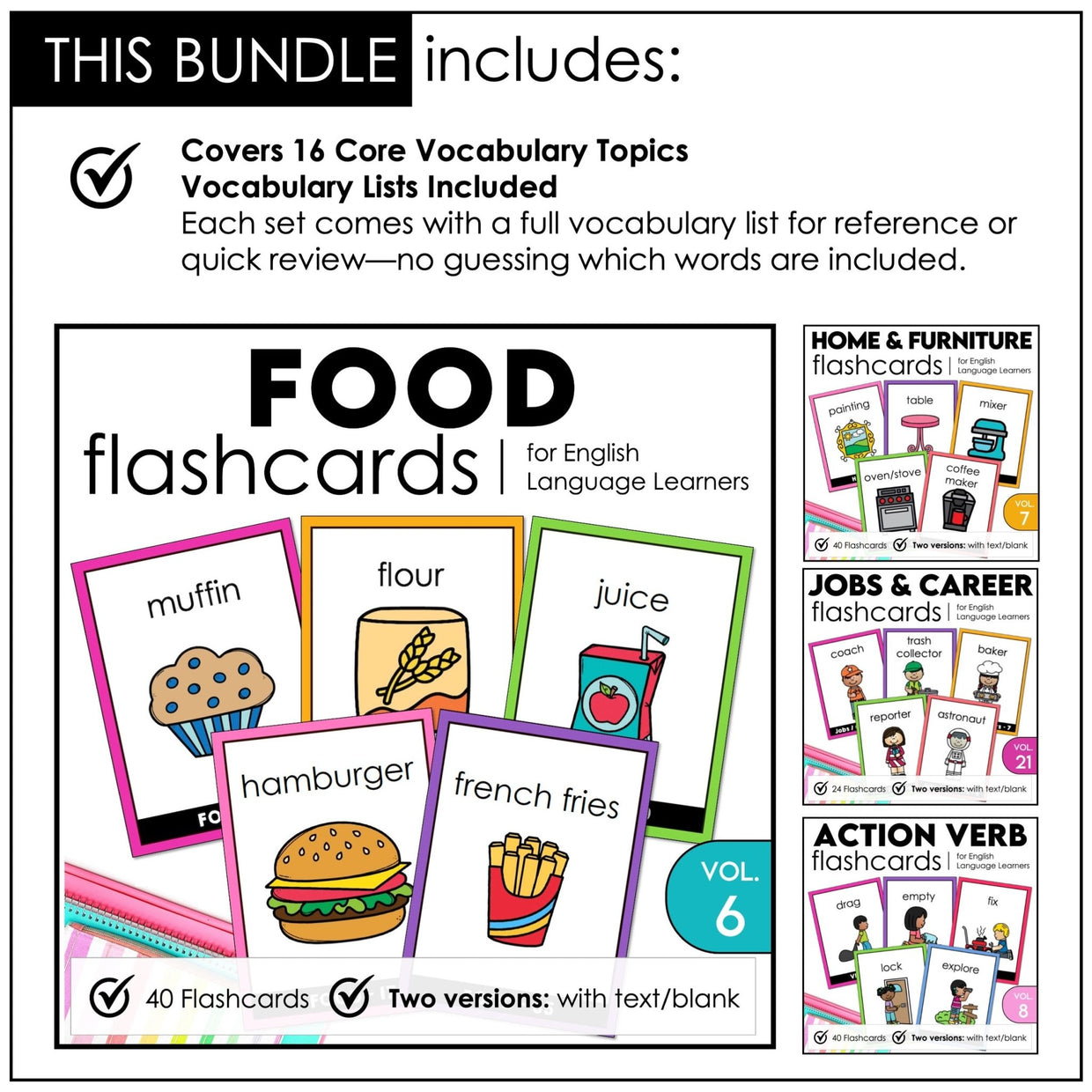 ESL ELL ELD Flashcard Bundle - Vocabulary Toolkit