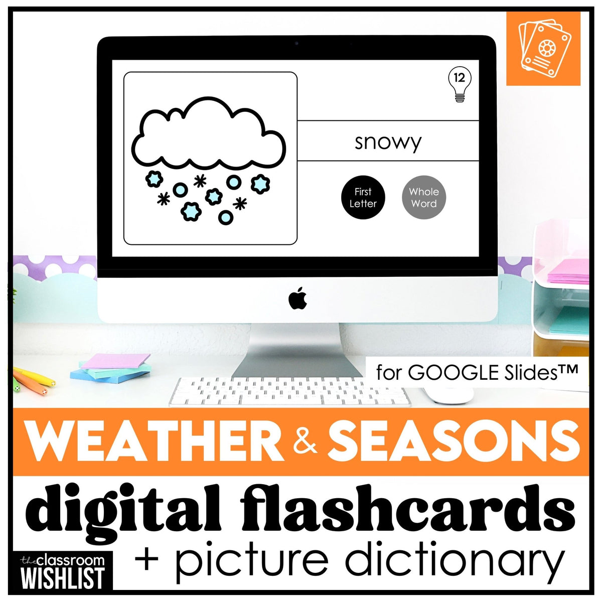 Weather & Seasons Digital Flash Cards & Vocabulary Picture Dictionary ...