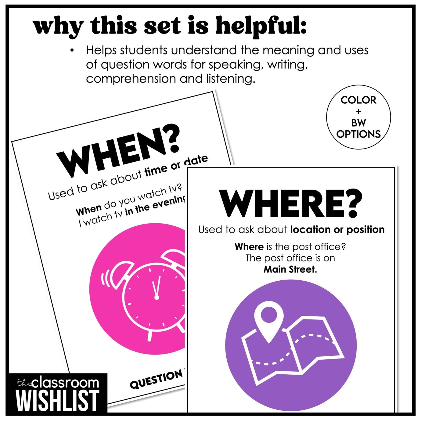 WH Question Word Posters | Bulletin Board Reference