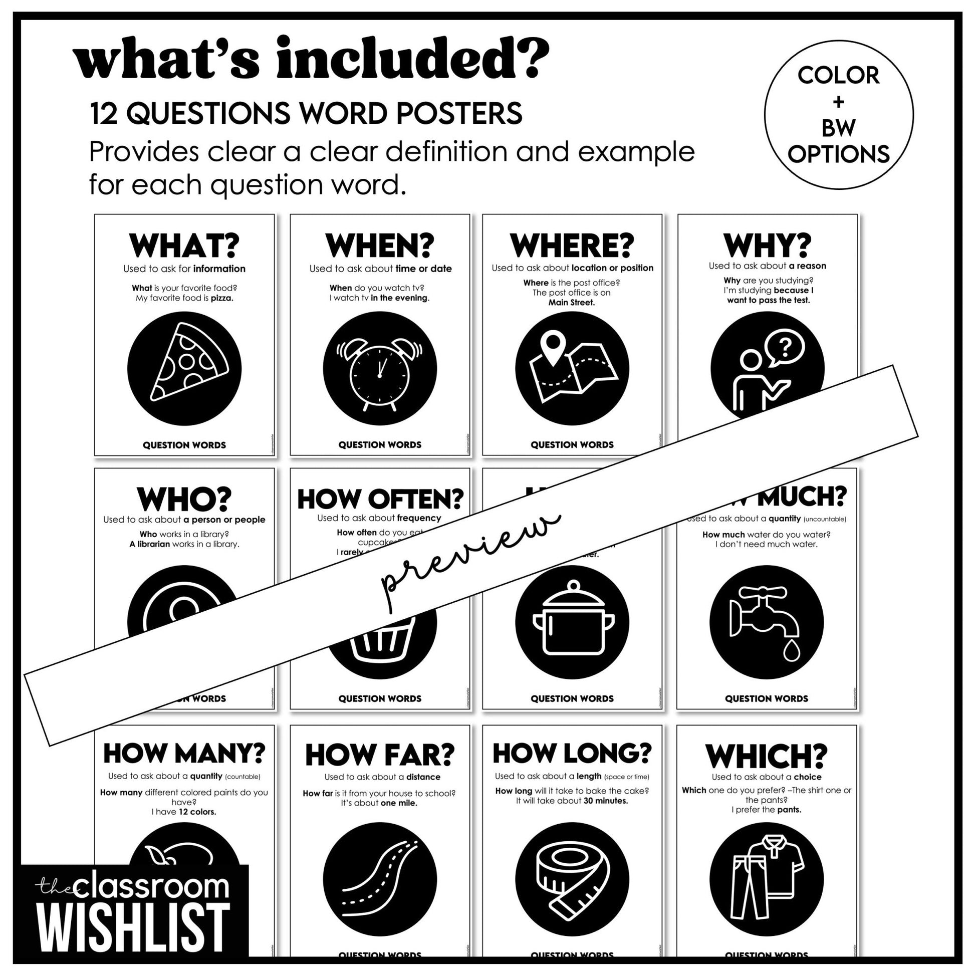 WH Question Word Posters | Bulletin Board Reference