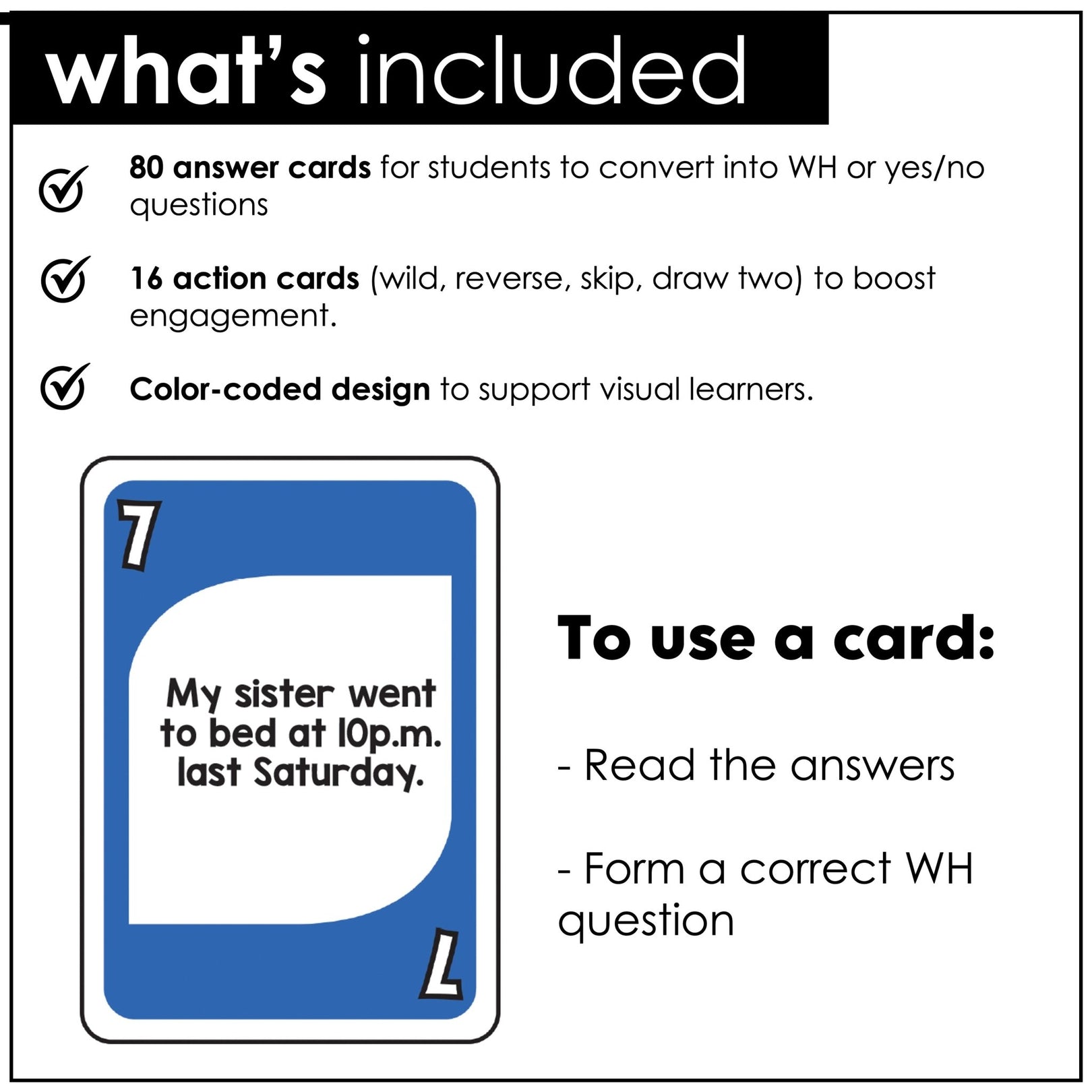What's the question? Word Order in Questions Card Game