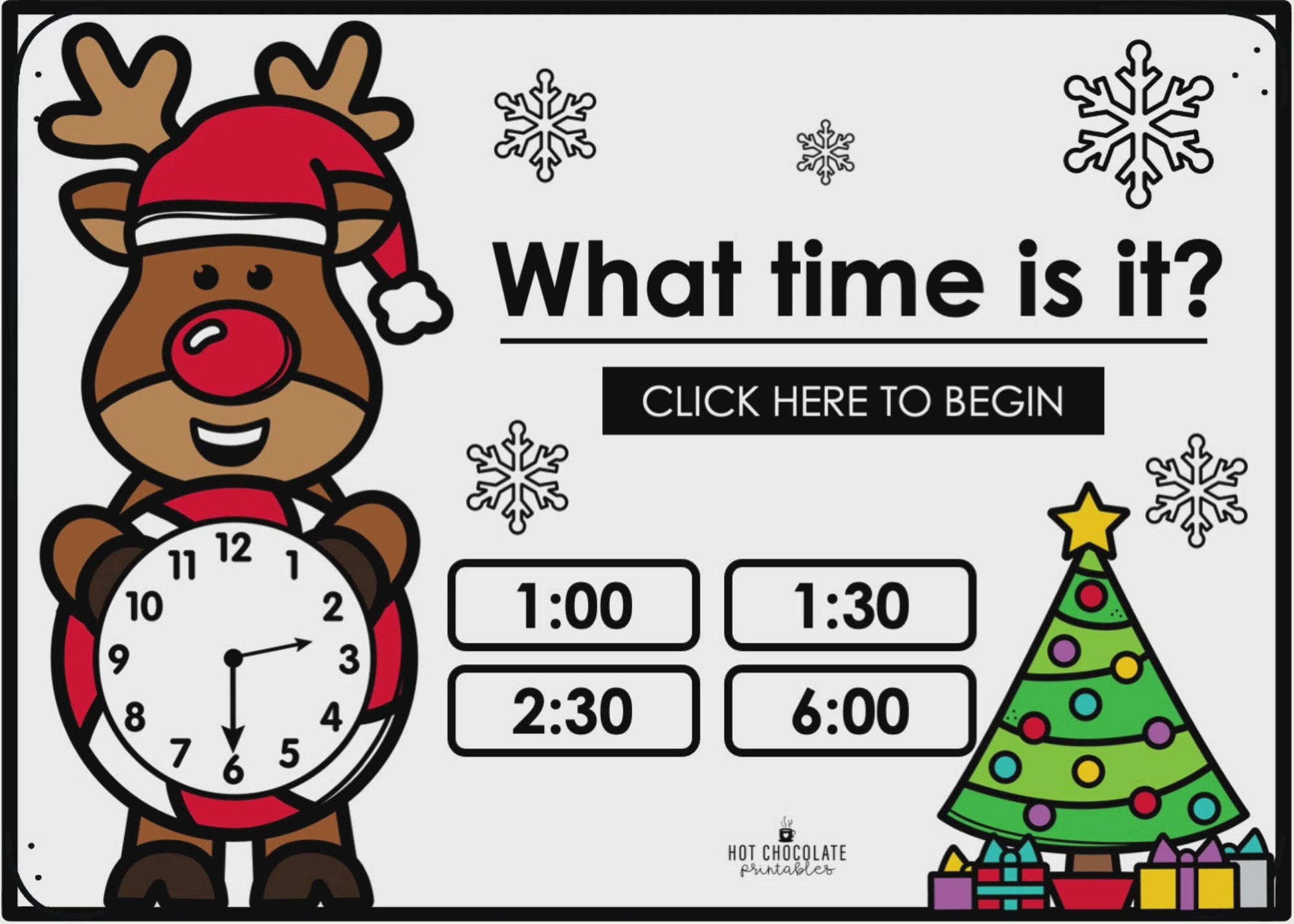 Christmas Analog Clock BOOM CARDS | Telling Time – Hot Chocolate Teachables