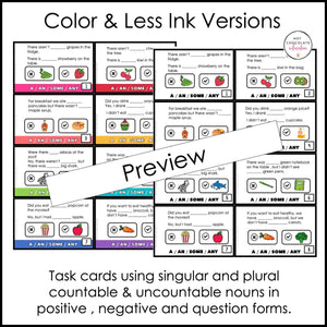 Quantifier Practice Cards for Countable & Uncountable Nouns – Hot ...