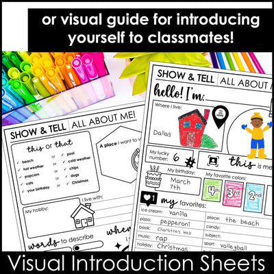 ABOUT ME - Back to School Show and Tell Student Introduction Worksheet ...