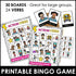 Action Verb Bingo Game + Present Tense Verb Flashcards